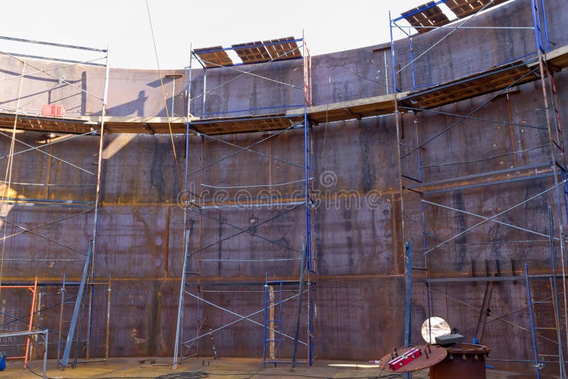 Sectional Scaffolding Installed Inside the Tank Stock Image - Image of ...
