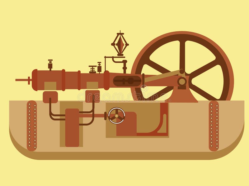 Sectional Steam Engine. in Minimalist Style Cartoon Flat Vector Stock ...