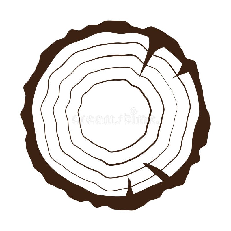 Sectional View of a Tree Trunk. Carved Tree Symbol. Flat Illustration of Cut Tree. Vector ...