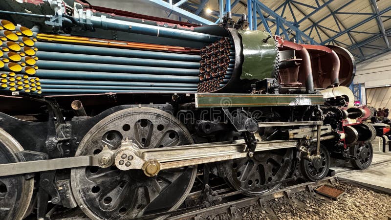 Cutaway View of Steam Locomotive Internal Components and Wheels at ...