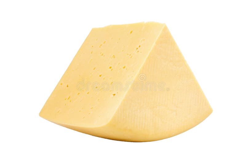Sector of Cheddar Cheese Isolated on White Stock Image - Image of block ...