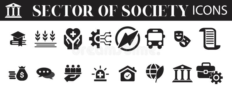 Sector of Society Icon Set. Stock Illustration - Illustration of ...