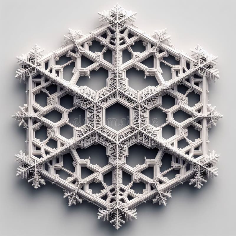 Sectored Plate Hexagonal Snowflakes with Branch Like Structurs Stock ...