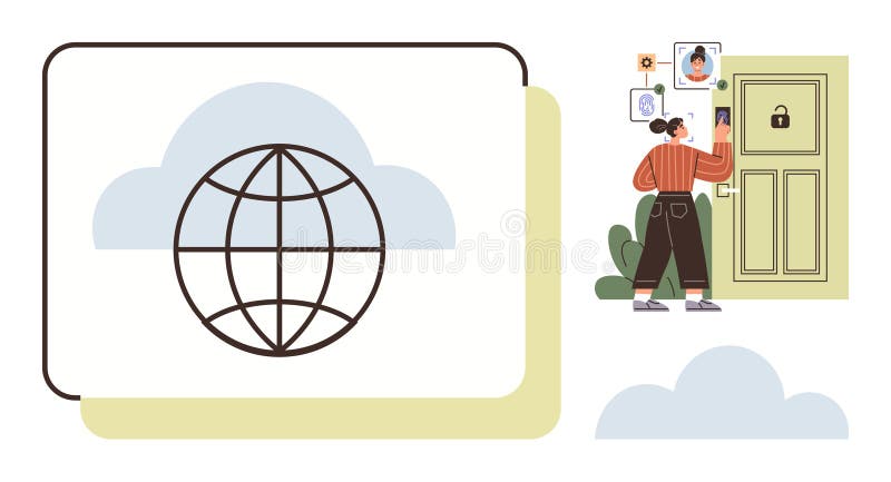 Secure Access through Biometric Authentication and Global Digital Connection Stock Vector ...