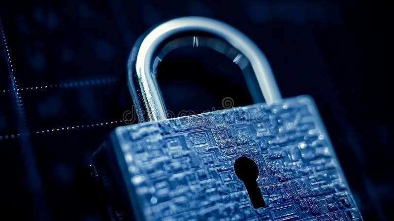 Secure Access Digital Lock Overlayed on a Futuristic Data Screen ...