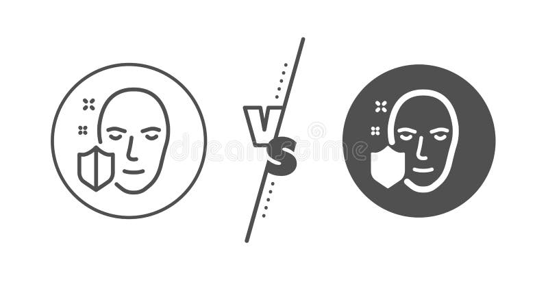 Face Detection Protected Line Icon Secure Access Sign Vector Stock