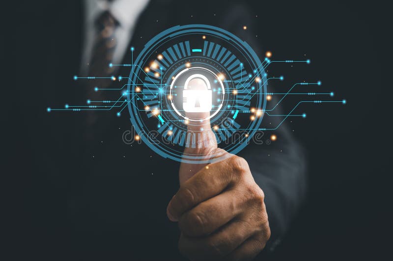 Secure Access with a Thumbs Up and Virtual Fingerprint Scan Stock Photo ...