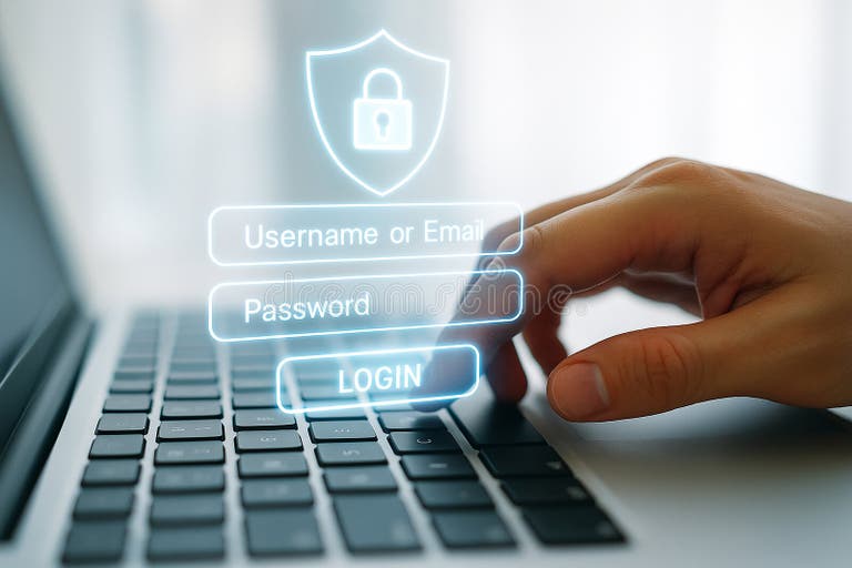 Secure Login on Laptop for Cybersecurity and Data Protection with ...