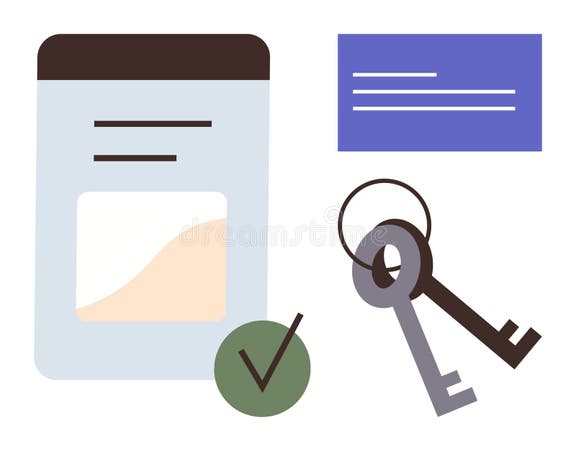 Secure Access Verification with Keys, Document, and Checkmark for ...