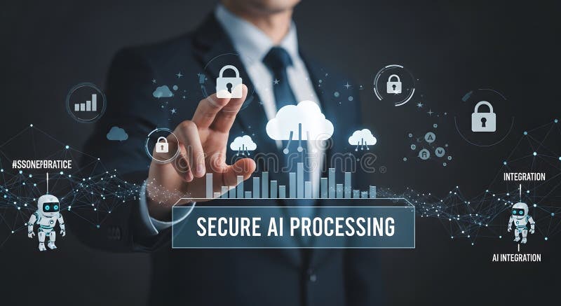 Secure AI Processing with Cloud and Data Integration Concept Stock ...