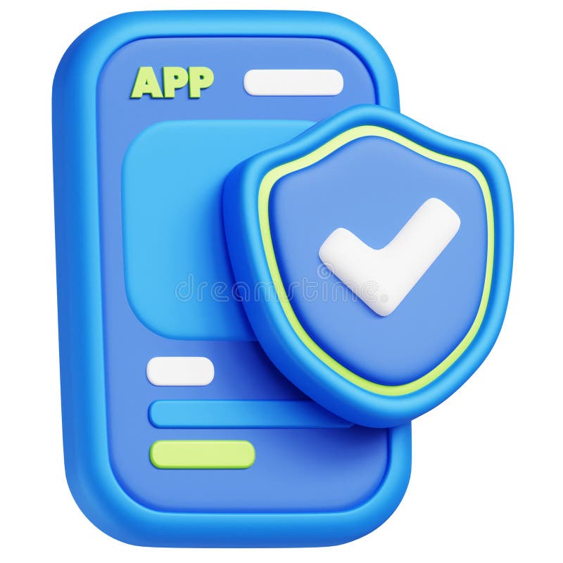 Secure app 3D icon stock illustration. Illustration of shield - 295499247
