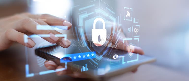 Secure Authentication and Data Protection with Biometric and Password Access Stock Photo - Image ...