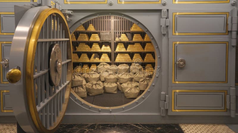 Secure Bank Vault with Open Door Stock Illustration - Illustration of ...