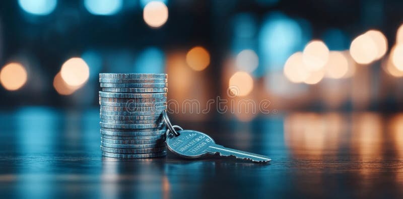 Secure Banking with Coins and a Key Symbolizing Financial Privacy ...