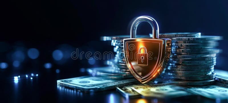 Secure Banking with a Shield and Lock Representing Privacy and ...