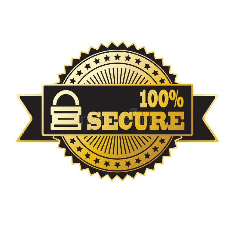 Secure Lock Gold and Black Badge Stock Vector - Illustration of bright ...