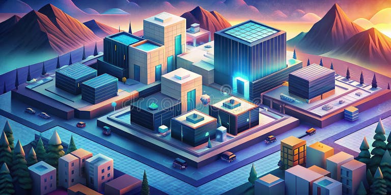 Secure Blockchain Data Center Isometric Visualization of Advanced ...