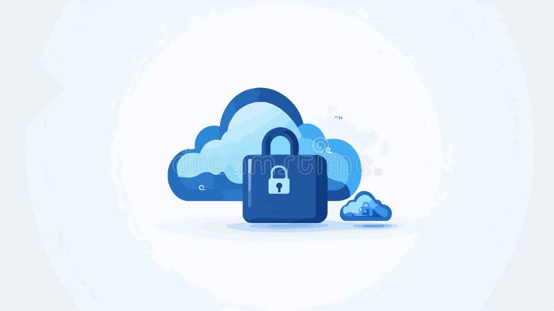 Secure Blue Cloud Lock Concept for Design Projects Stock Vector ...