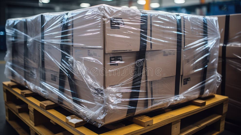 Secure boxes on pallets stock illustration. Illustration of material ...