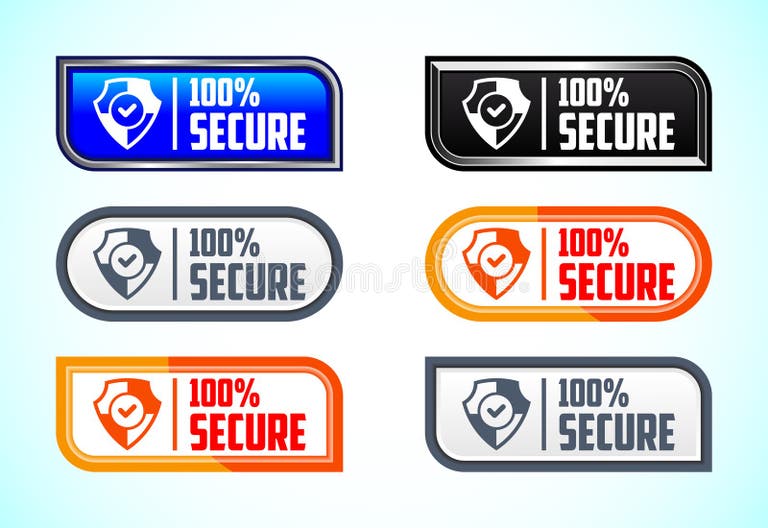 100 Secure Button Set of Different Shapes and Colors. Suitable for Mobile App, and Website UI ...