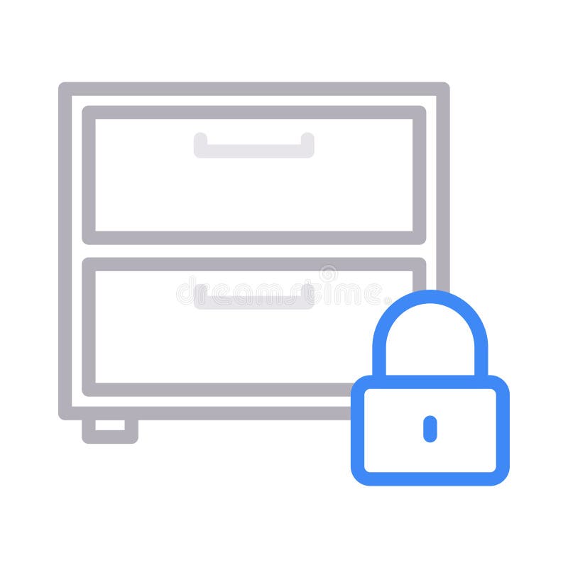 Secure Cabinet Thin Color Line Vector Icon Stock Vector - Illustration ...