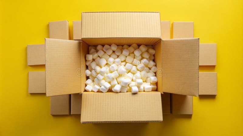 Secure and Careful Shipping Open Cardboard Box with Soft Padding on a ...