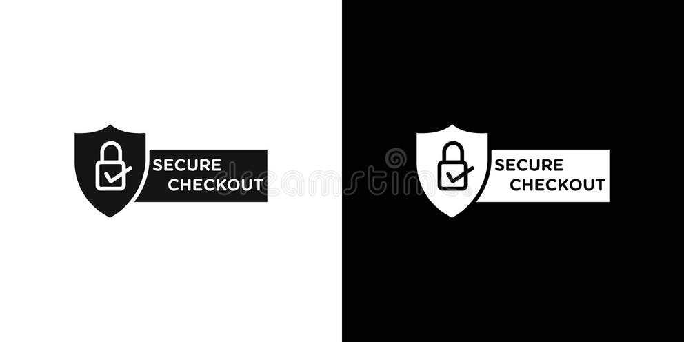 Secure Checkout Icon Flat Vector Set Outline Stock Vector ...