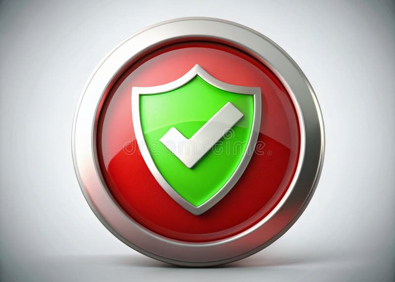 Secure Circle Logo Design Red White and Checkmark Shield Emblem for ...