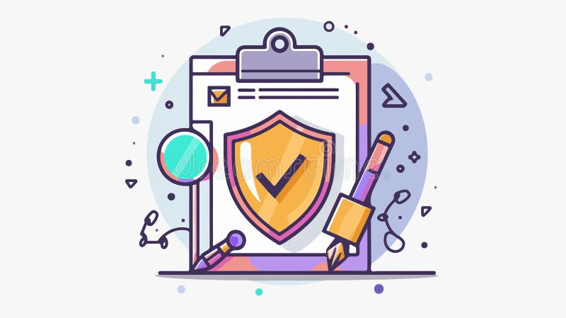 Secure Clipboard with Shield and Check Mark Outline for Professional ...