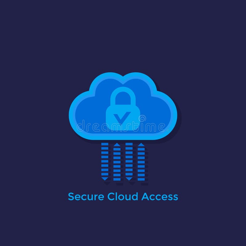 Secure Cloud Icon in Flat Style Stock Vector - Illustration of logo ...