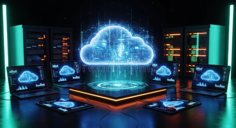 Secure Cloud Computing Future Data Storage Network Technology Digital Transformation Stock ...