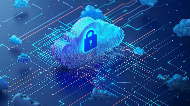 Secure Cloud Computing Technology Concept Stock Illustration - Illustration of abstract ...