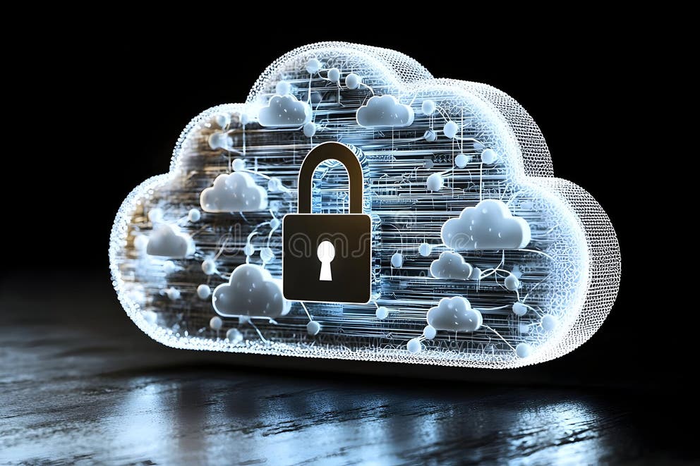Secure Cloud Data Protection: Digital Network Security Concept Stock Illustration - Illustration ...