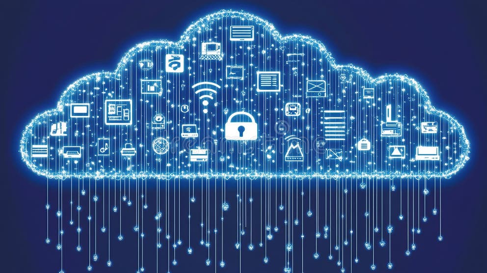 Secure Cloud Data Storage, Network Digital Flow Stock Photo - Image of ...