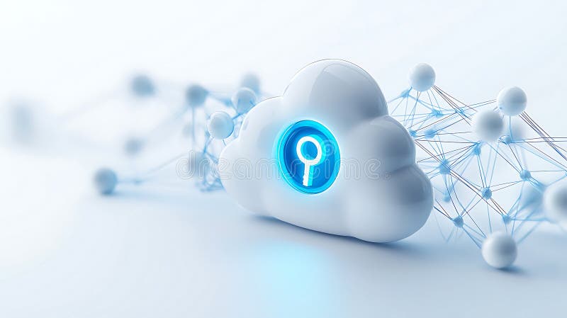 Secure Cloud with Glowing Key Symbol Represents Cloud Security Stock ...