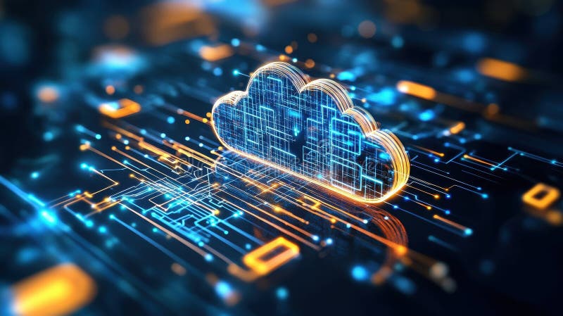 Secure Cloud Icon with Personal Data Visualization Stock Illustration ...