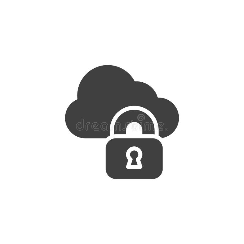 Secure Cloud with a Lock Vector Icon Stock Illustration - Illustration ...
