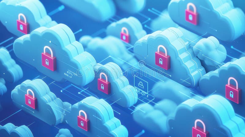 Secure Cloud Network Illustration Data Encryption User Authentication Concepts Stock Photos ...