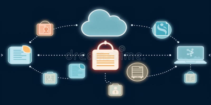 Secure Cloud Storage with Data Protection Stock Illustration ...