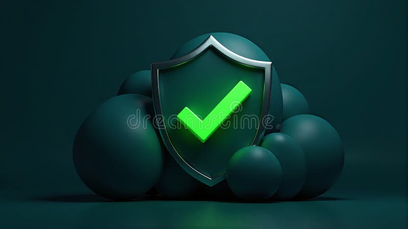 Secure Cloud Storage with Green Checkmark Stock Illustration - Illustration of security, storage ...