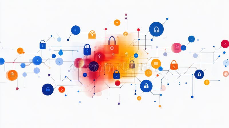 Secure Communication Icon with Password Symbols Stock Illustration ...