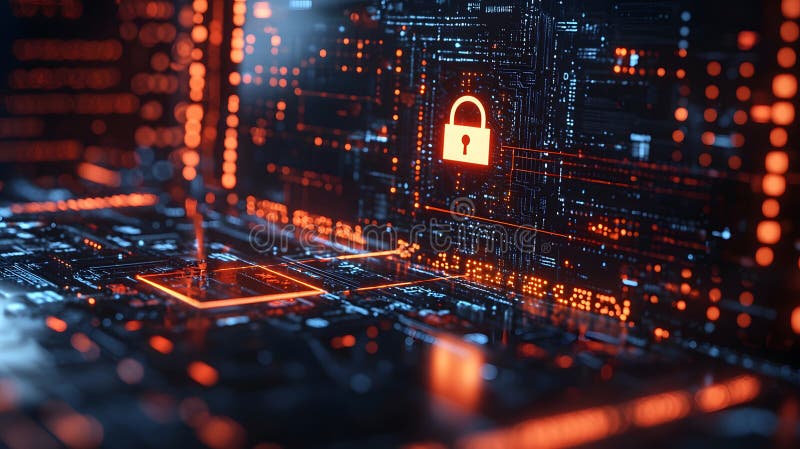 Secure Computer Interface with Hacking Theme Stock Illustration ...