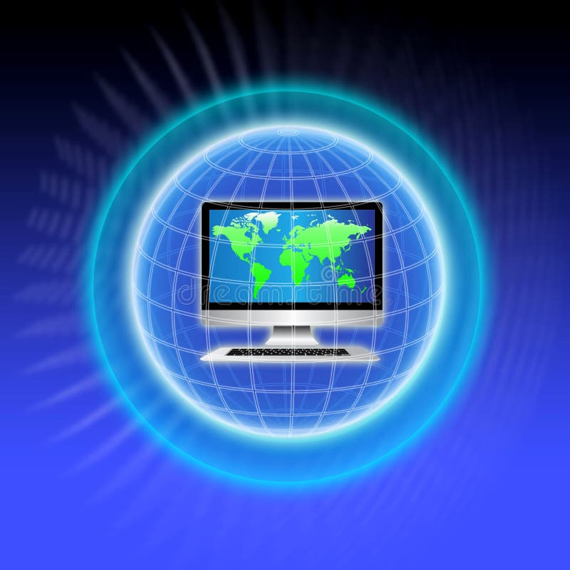 Secure Computer Network stock illustration. Illustration of global ...