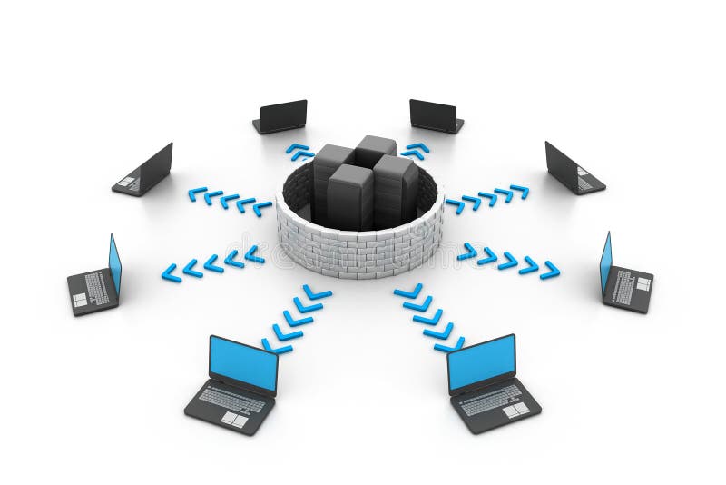 Secure computer network stock illustration. Illustration of networking ...