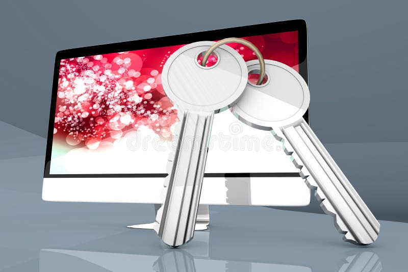 Secure Computer with a Pair of Keys Stock Illustration - Illustration ...