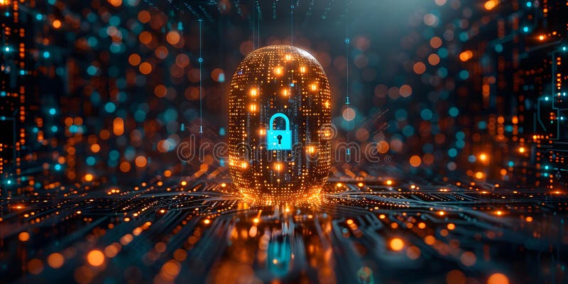 Secure Computer System: Lock Protection and AI Network Monitoring Stock ...