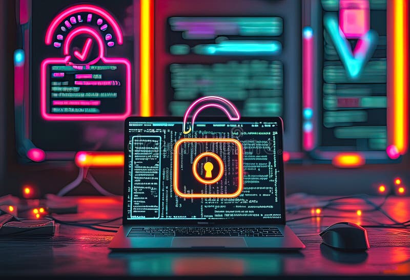 Secure Connection Concept or Cyber Security Service Lock with Login and ...