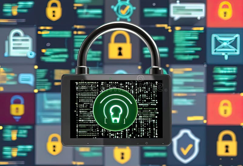 Secure Connection Concept or Cyber Security Service Lock with Login and Verified Credentials ...