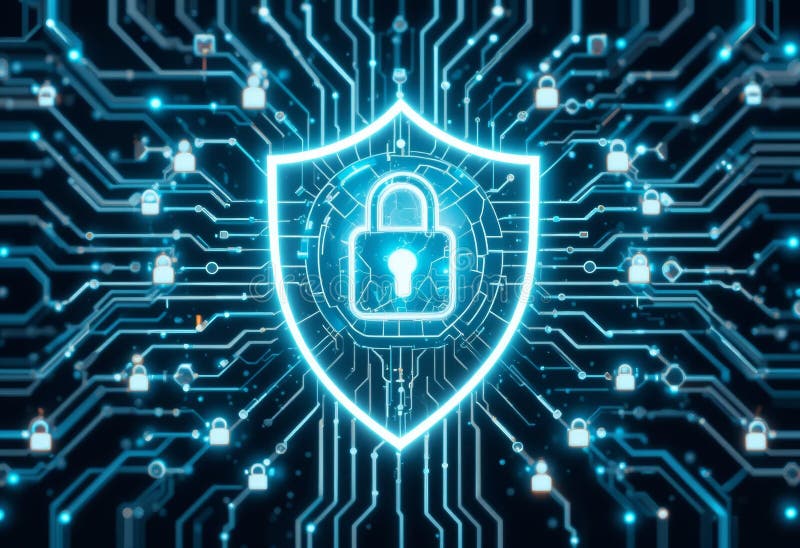 Secure Connection Hub – Futuristic Circuit-Integrated VPN Symbol. Stock ...