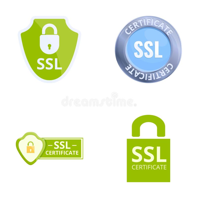 Secure Connection Icons Set Cartoon Vector Secure Sockets Layer Certificate Stock Illustration 5278